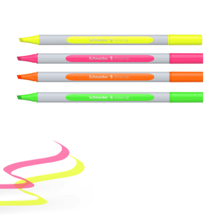 SHINE-UP Textmarker (SCHNEIDER) - einzeln od. SET - Schulhefte-Aktion
